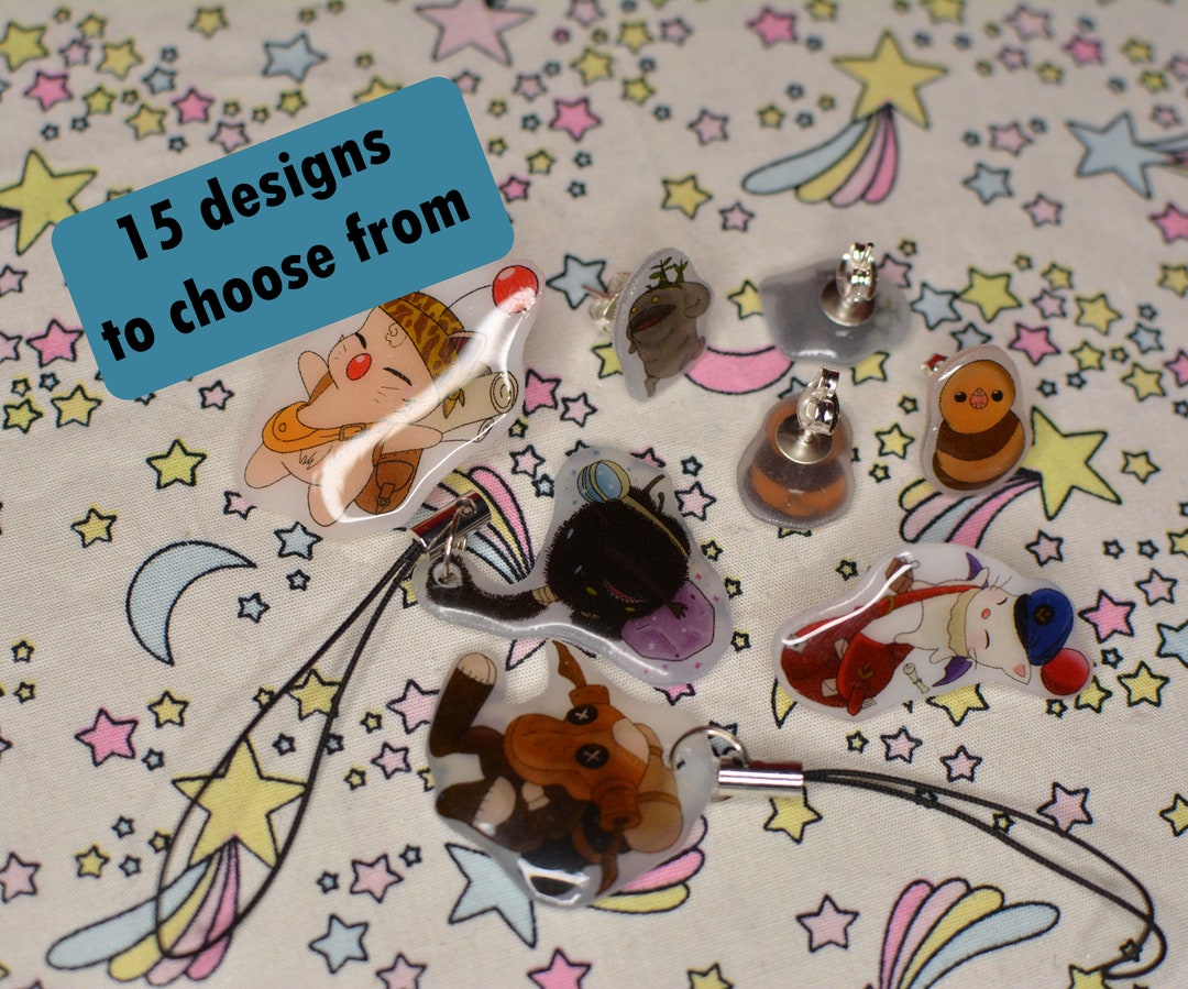 Minions Charms - Stud Earrings, Phone Charms, Pin, Badge, Moogle ...
