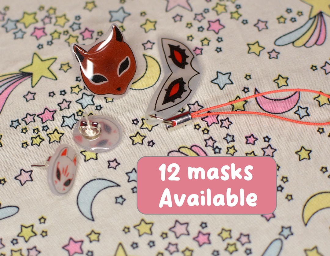 Persona Mask Charms - Stud Earrings, Phone Charms, Pin, Badge, Ren, Ann ...