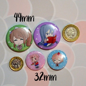 Doki Doki Literature Club Button Badges - DDLC, Sayori, Yuri Natsuki ...