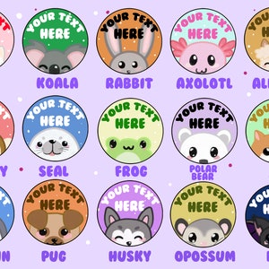 25mm Animal Pronoun Badges - She/they He/him She/her They/them He/they ...