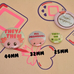 25mm Animal Pronoun Badges - She/they He/him She/her They/them He/they ...