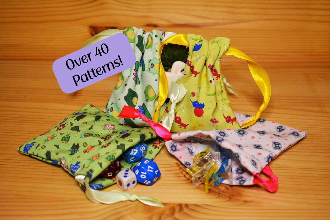 Patterned Mini Drawstring Bags, Gift Bags, Storage, Anime, Food, Game ...