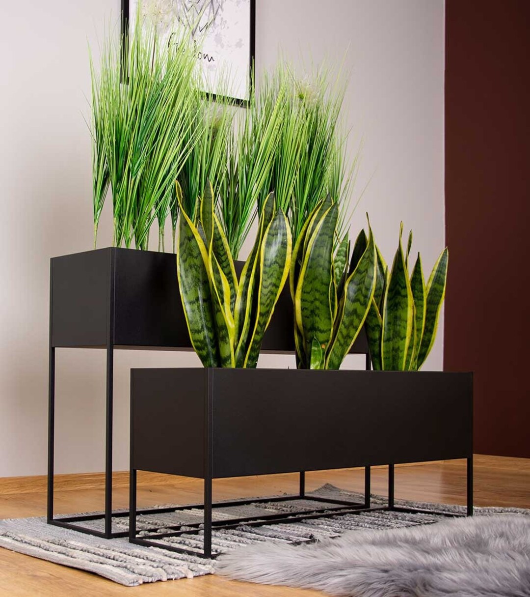 Planter on Stand Extra Long Elevated Planter U80 Black - Etsy