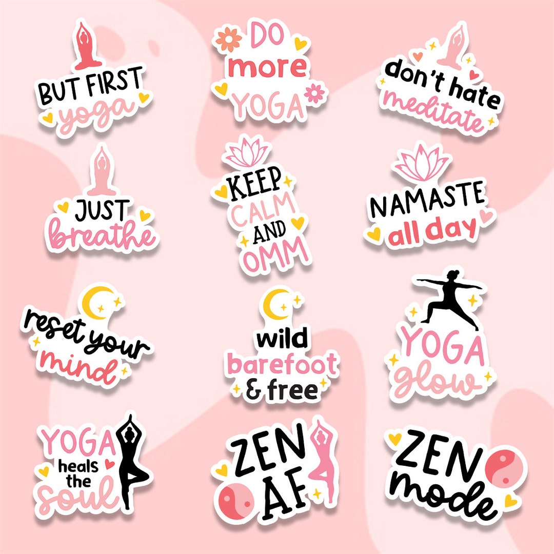 Yoga Sticker Pack, Yoga Stickers Pack, Planner Sticker, Water Bottle ...