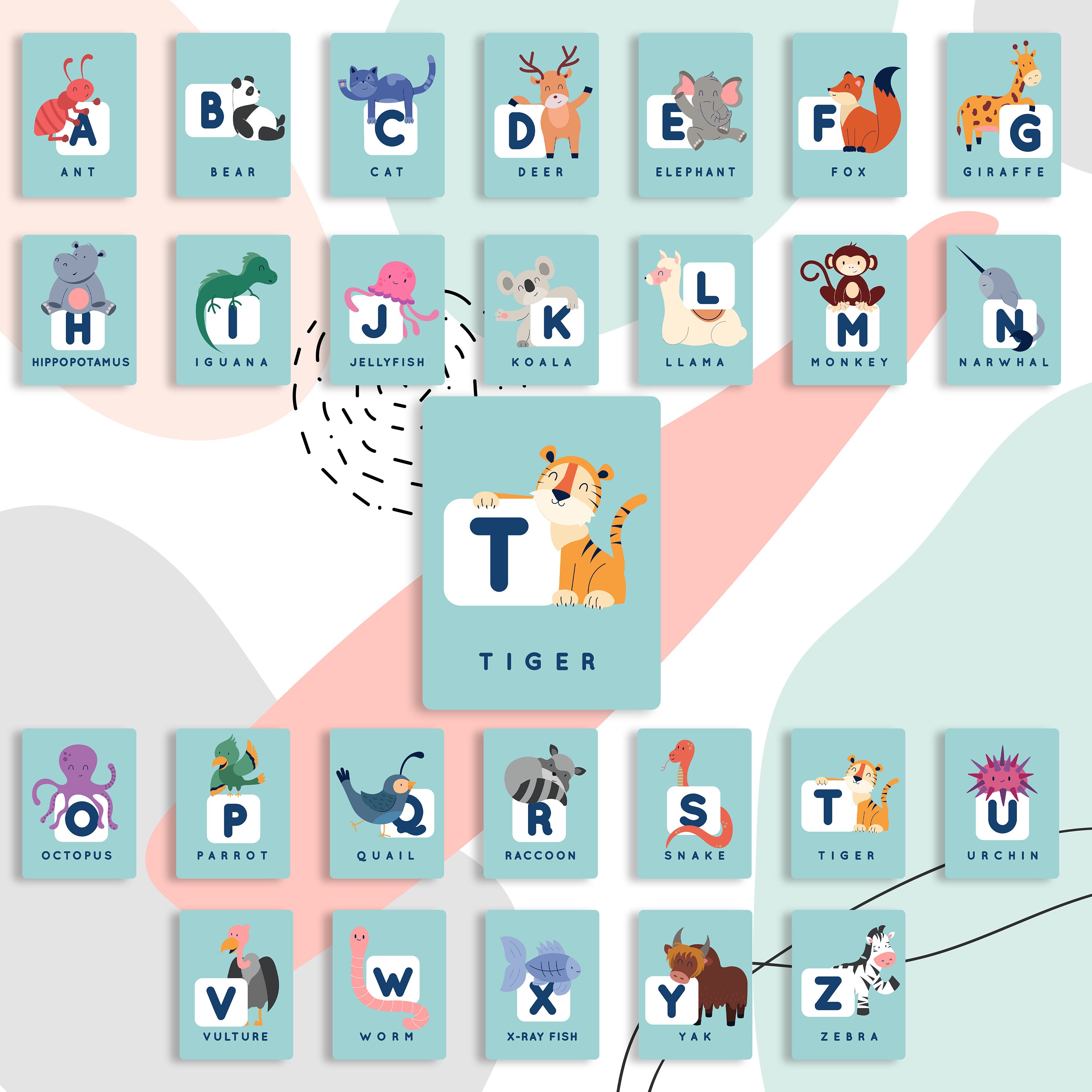 Alphabet Sticker for Kids ABC Sticker Activities Animal - Etsy