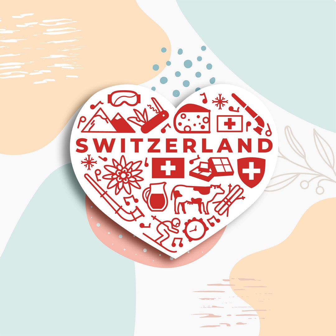 Switzerland Elements Vinyl Sticker, Switzerland Lover Sticker, Travel ...