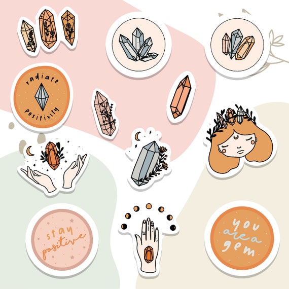 Spiritual Sticker Pack Positivity Sticker Pack Crystals - Etsy