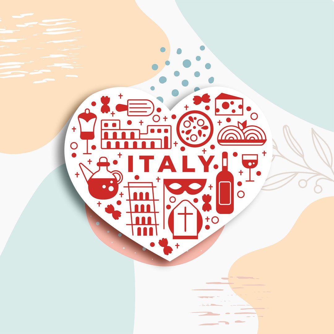 Italy Elements Vinyl Sticker, Italy Lover Stickers, Italy Travel ...
