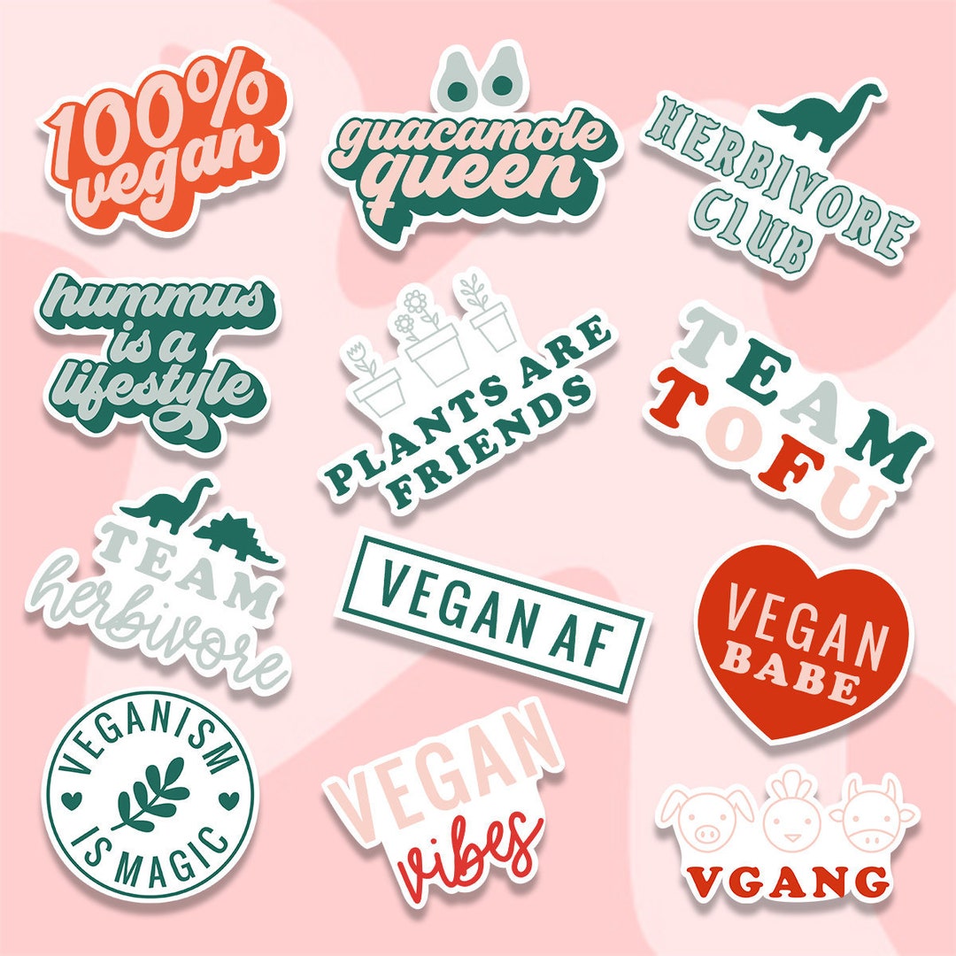 Vegan Sticker Pack, Herbivore Club, Vegetarian Sticker Pack, Planner ...