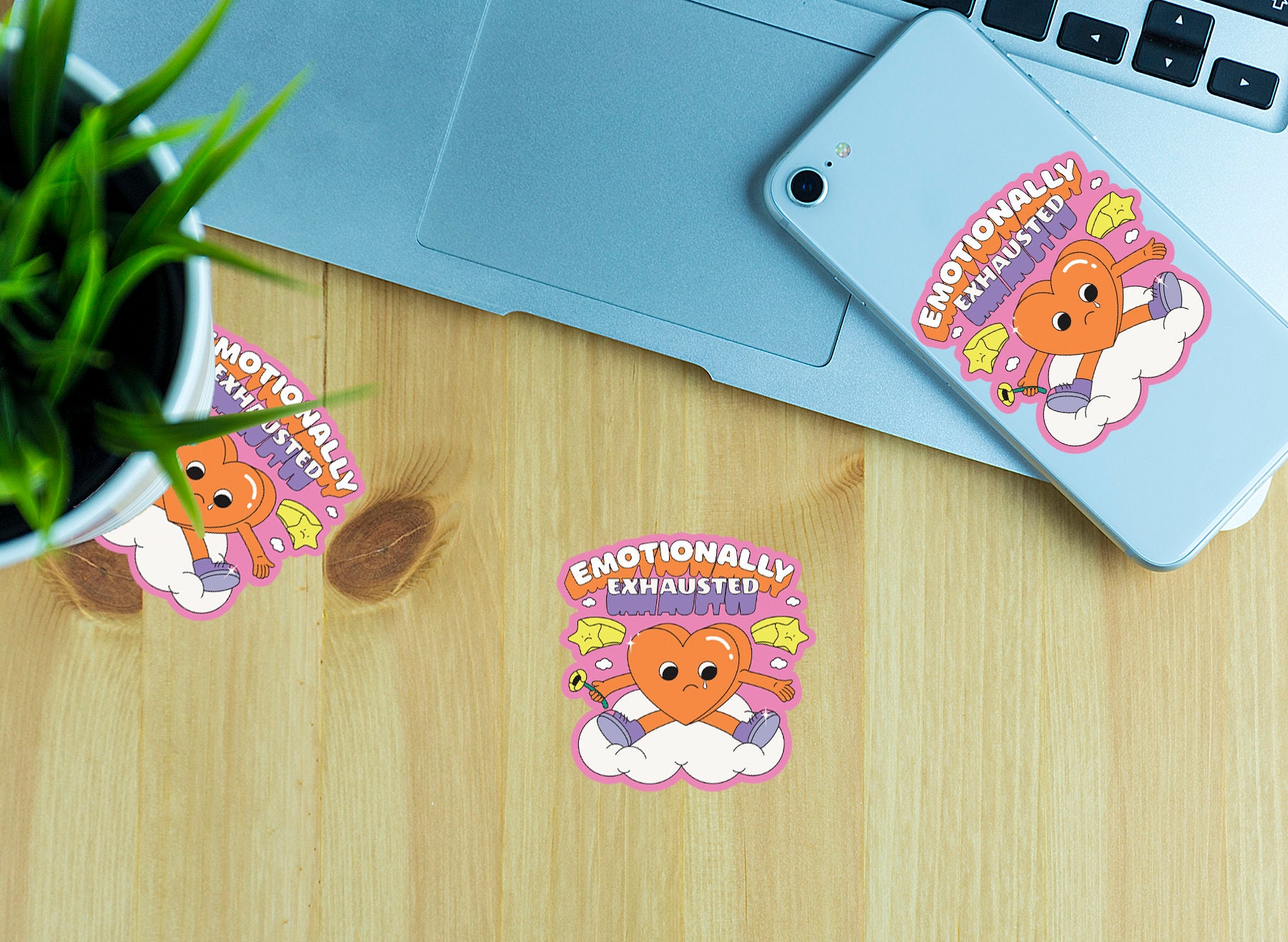 Emotionally Exhausted Mental Health Sticker Water Bottle - Etsy