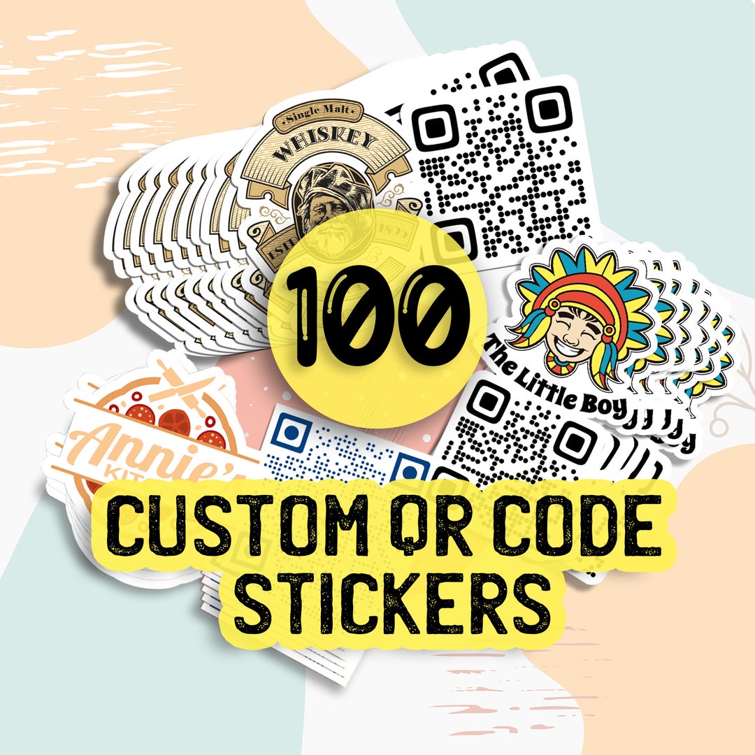 100 Custom Vinyl Die Cut QR Code Sticker, Custom Logo Sticker ...