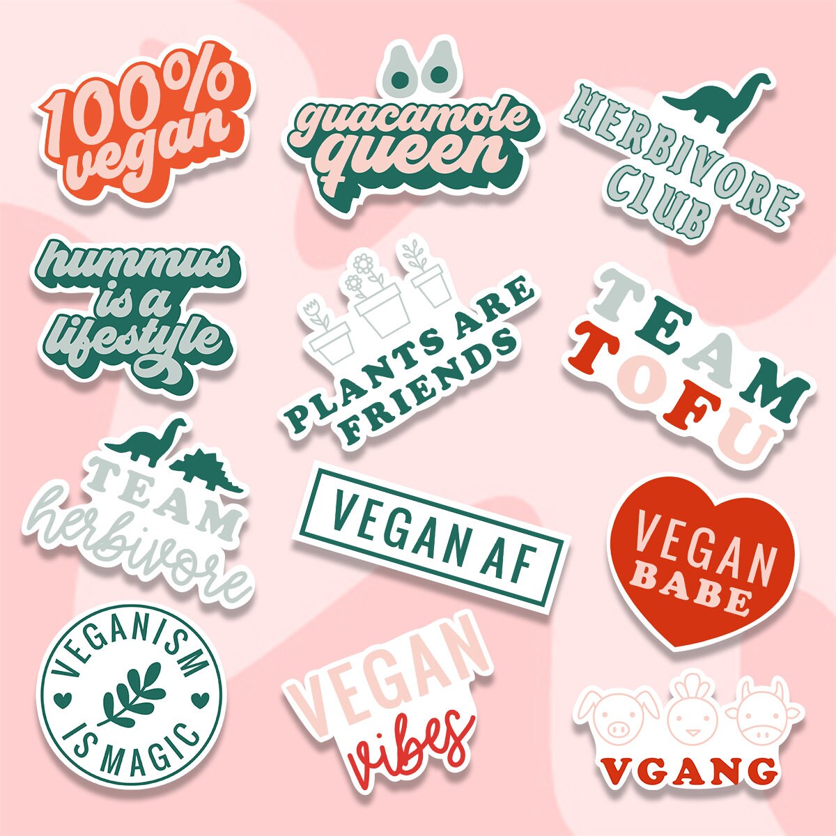 Vegan Sticker Pack Herbivore Club Vegetarian Sticker Pack - Etsy