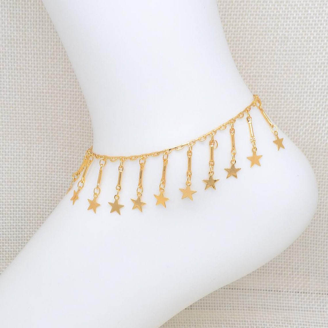 18k Gold Filled Beautiful Star Anklets. - Etsy