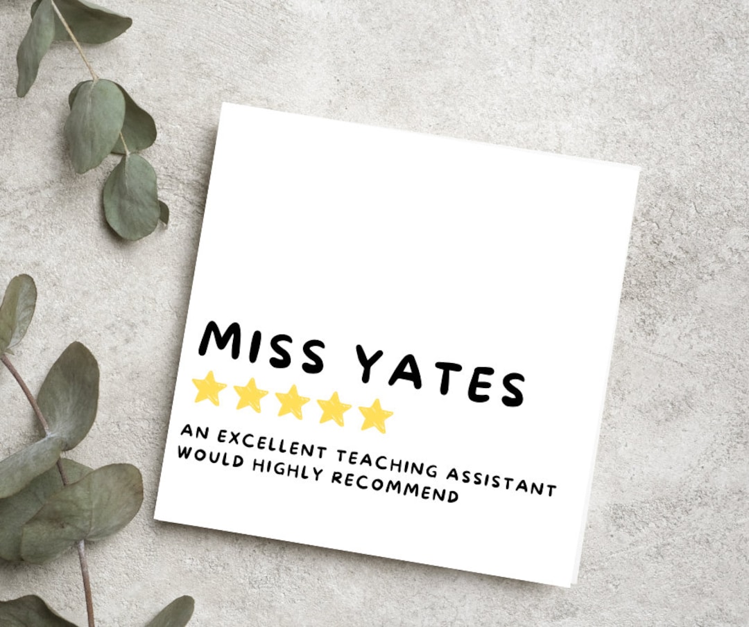Personalized Teaching Assistant Thank You Card, Funny TA Card - Etsy UK