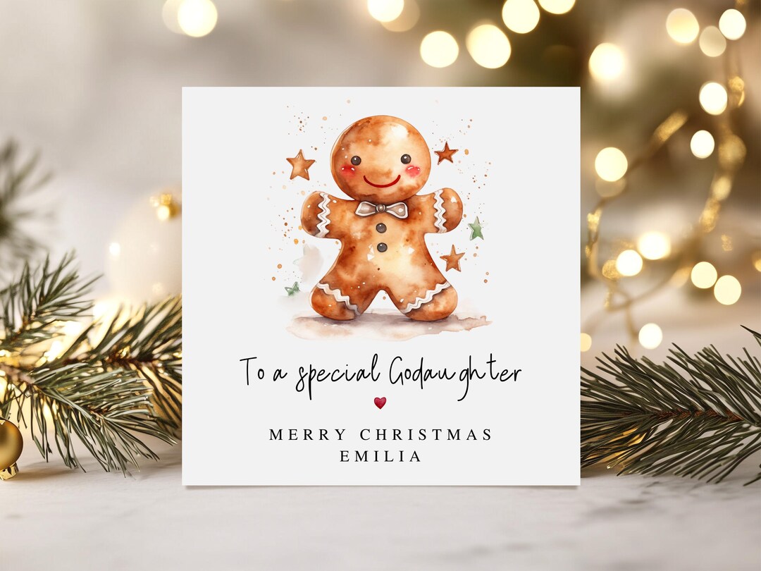 Personalised Goddaughter Christmas Card: Gingerbread Illustration - Etsy