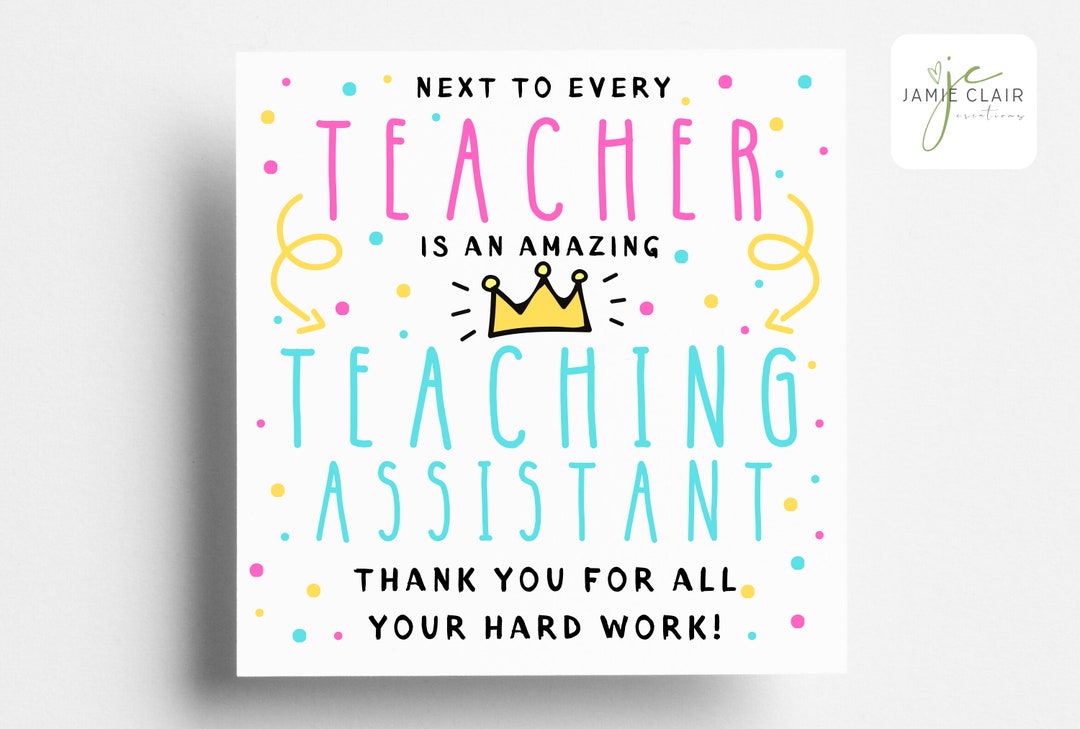 Teaching Assistant Thank You Card End of Term School/nusery Card - Etsy UK