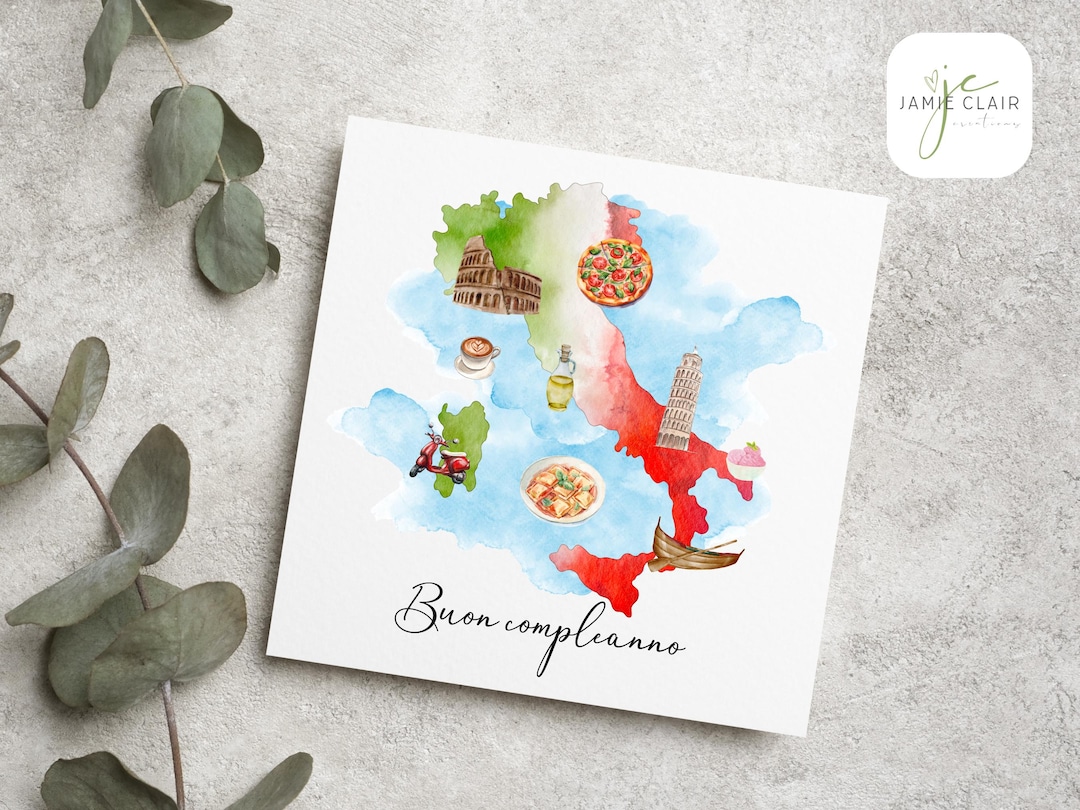 Italian Birthday Card Happy Birthday Italy Greeting Unique Italian Gift ...