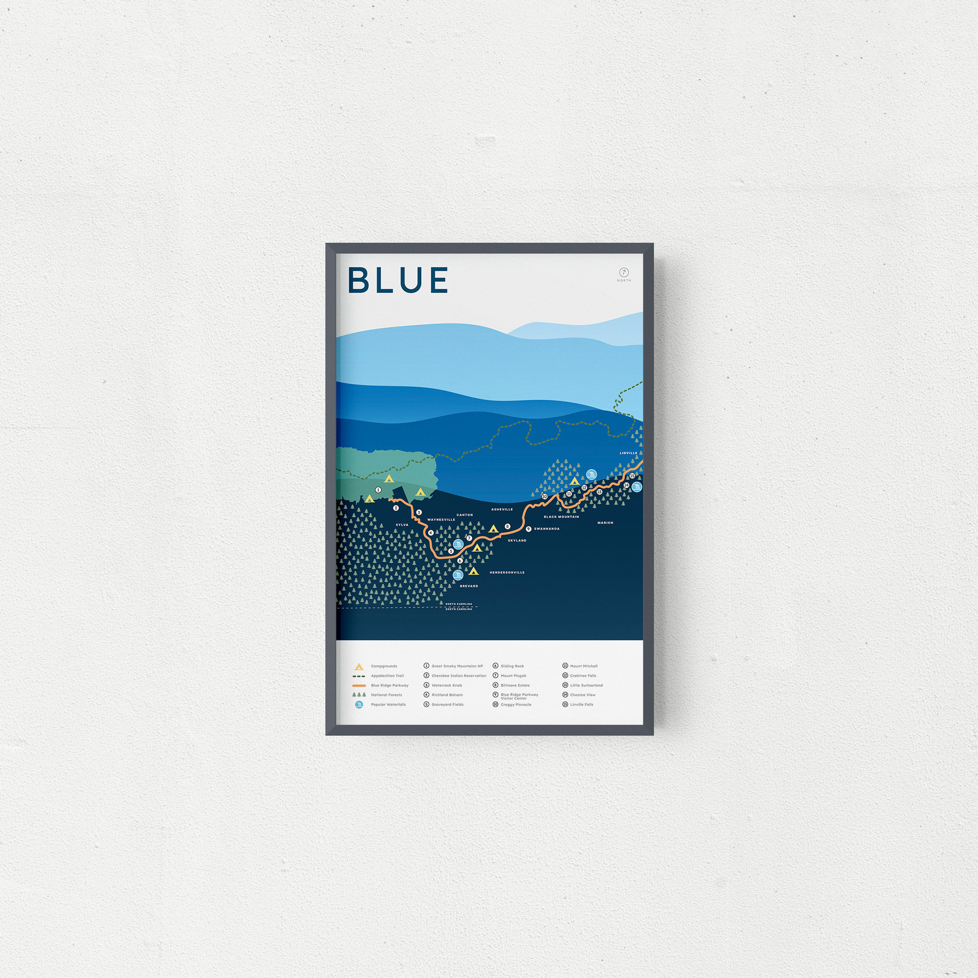 Blue Ridge Parkway Map Print Series - Etsy
