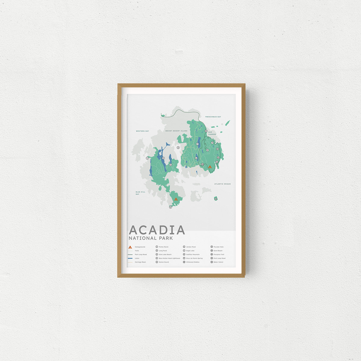 Acadia National Park Map Print | Etsy