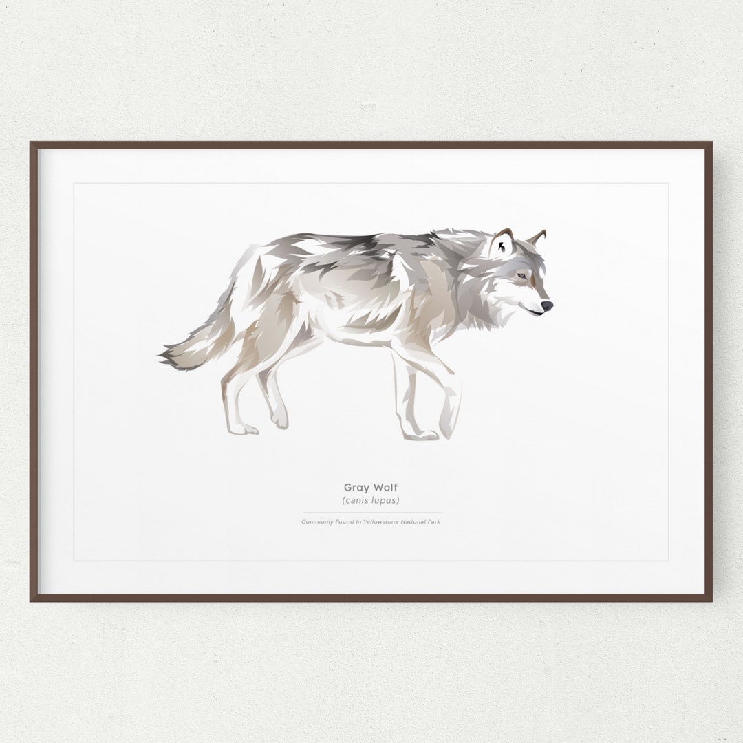 Wolf Wall Art Print, Minimalist Gray Wolf Print, Printable Art ...