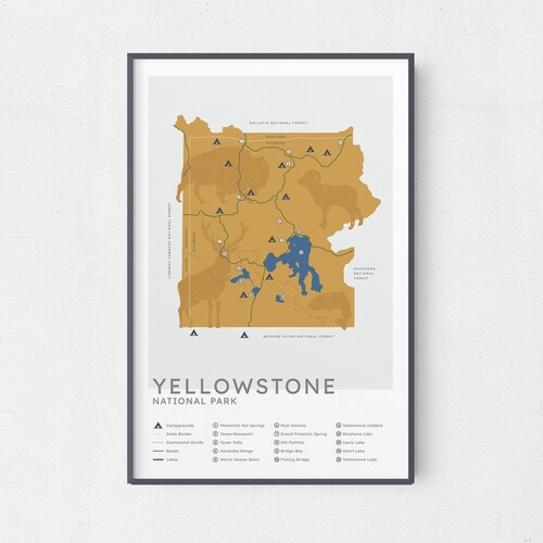 Yellowstone National Park Vintage Map Old Yellowstone Map - Etsy