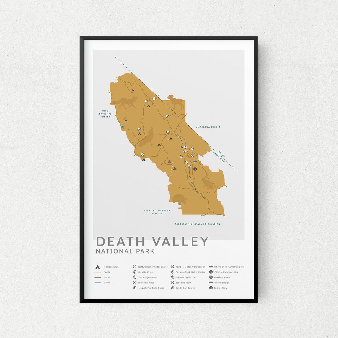 Death Valley National Park Map Print - Etsy