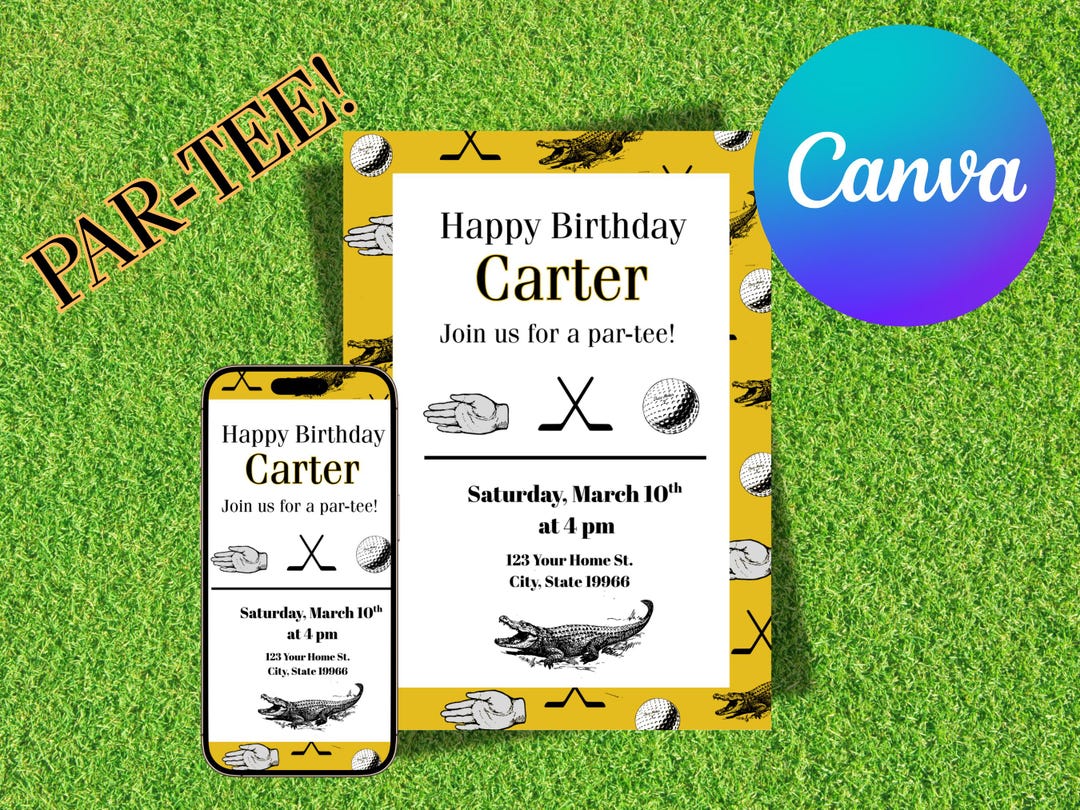 Happy Gilmore Theme Birthday Party, Par-tee, Golf Theme Invitations - Etsy