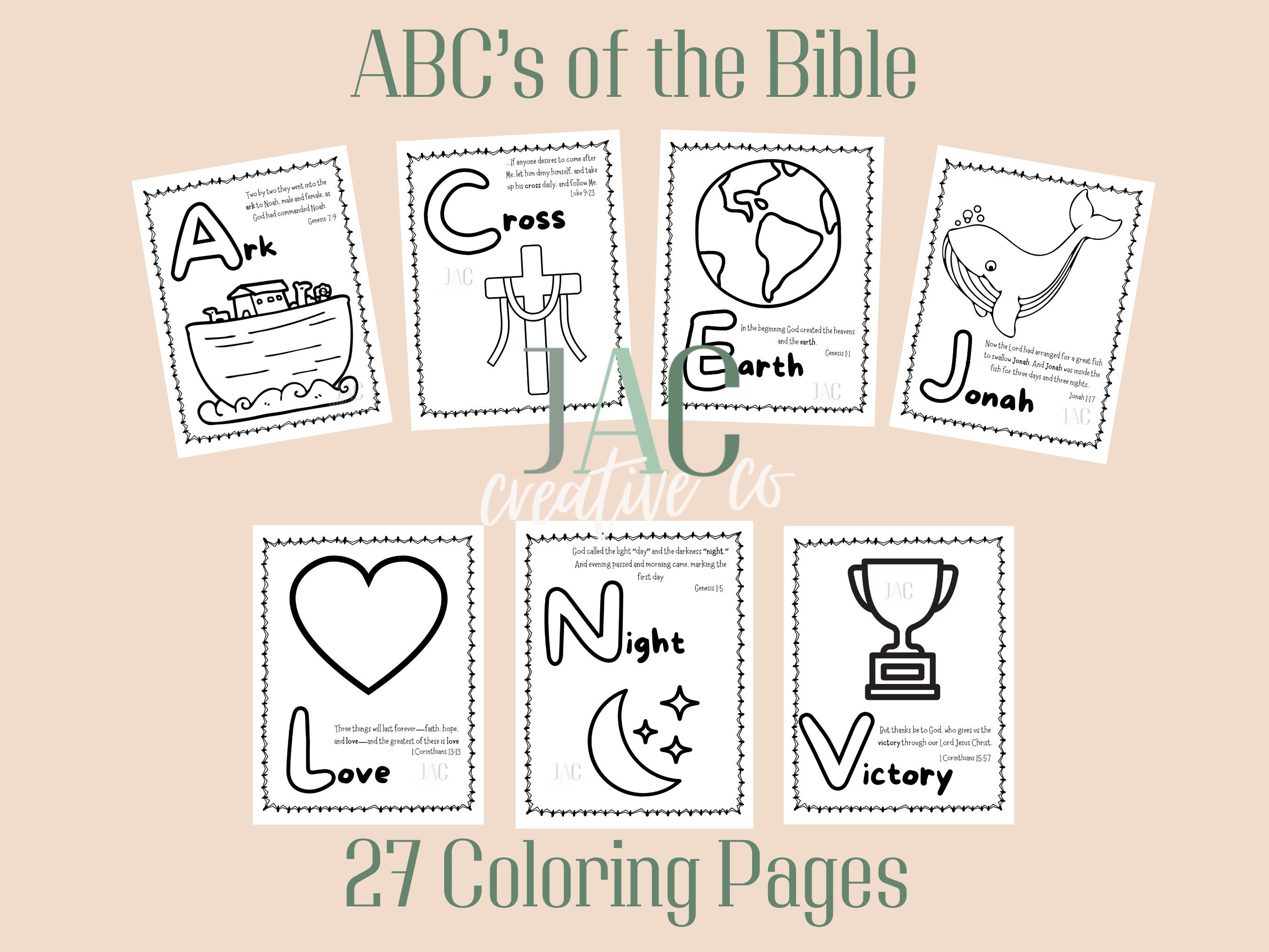 Abc's of the Bible Coloring Book - Etsy