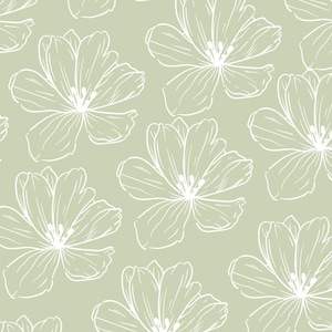 Digital Desktop Wallpaper Sage Green With White Floral - Etsy