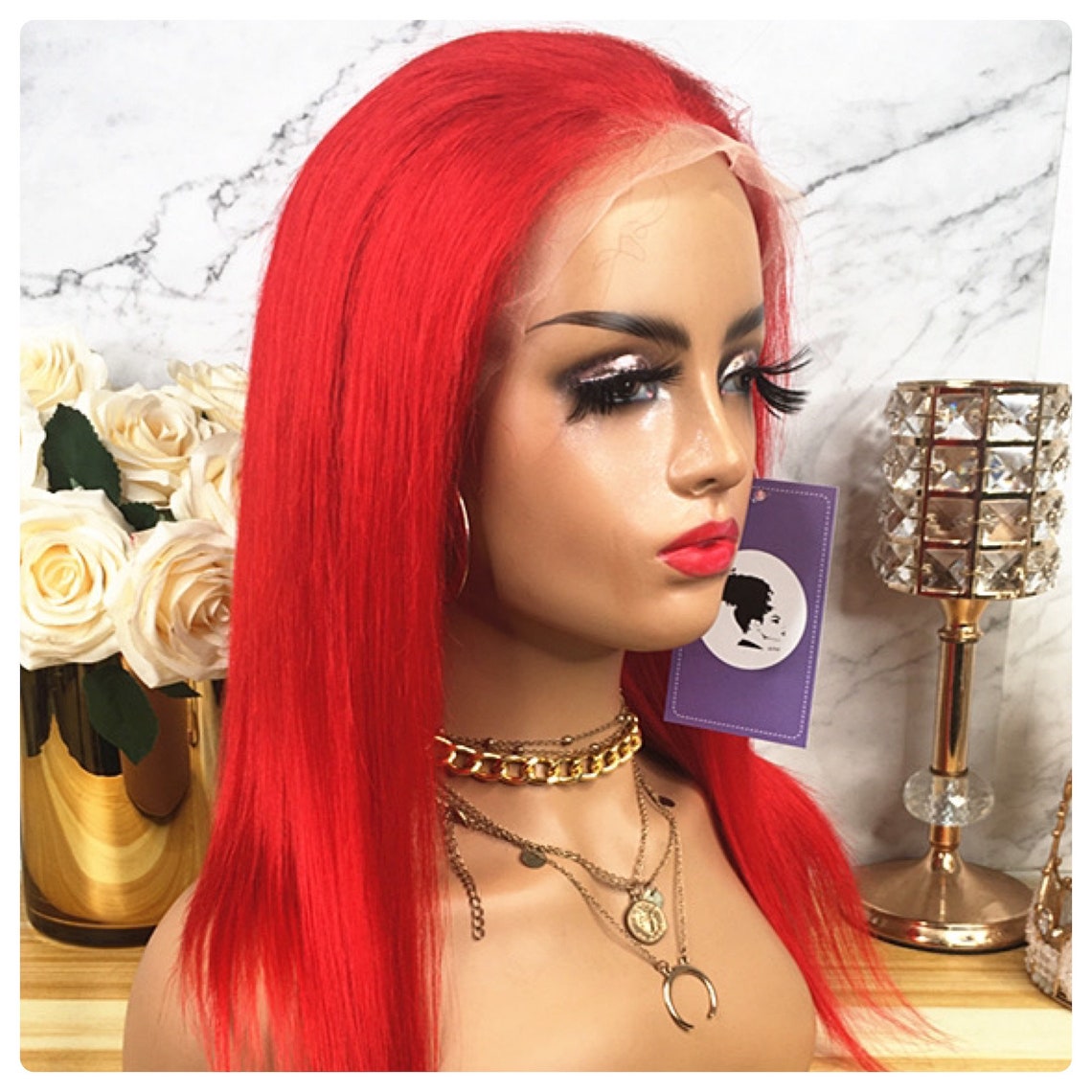Bright Red Lace Front Wig HD Lace is avail upon request | Etsy