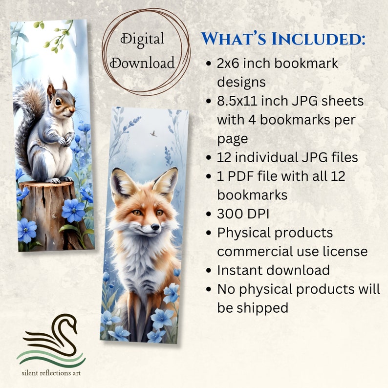 Bookmark Set Woodland Animals Watercolor – Printable Bunny, Fox, Owl ...