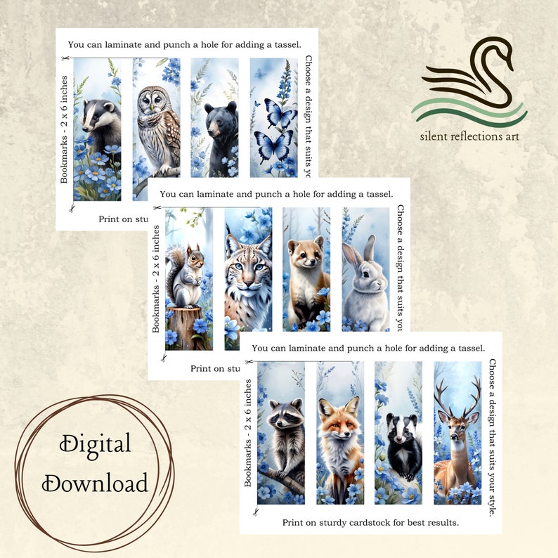 Bookmark Set Woodland Animals Watercolor – Printable Bunny, Fox, Owl ...