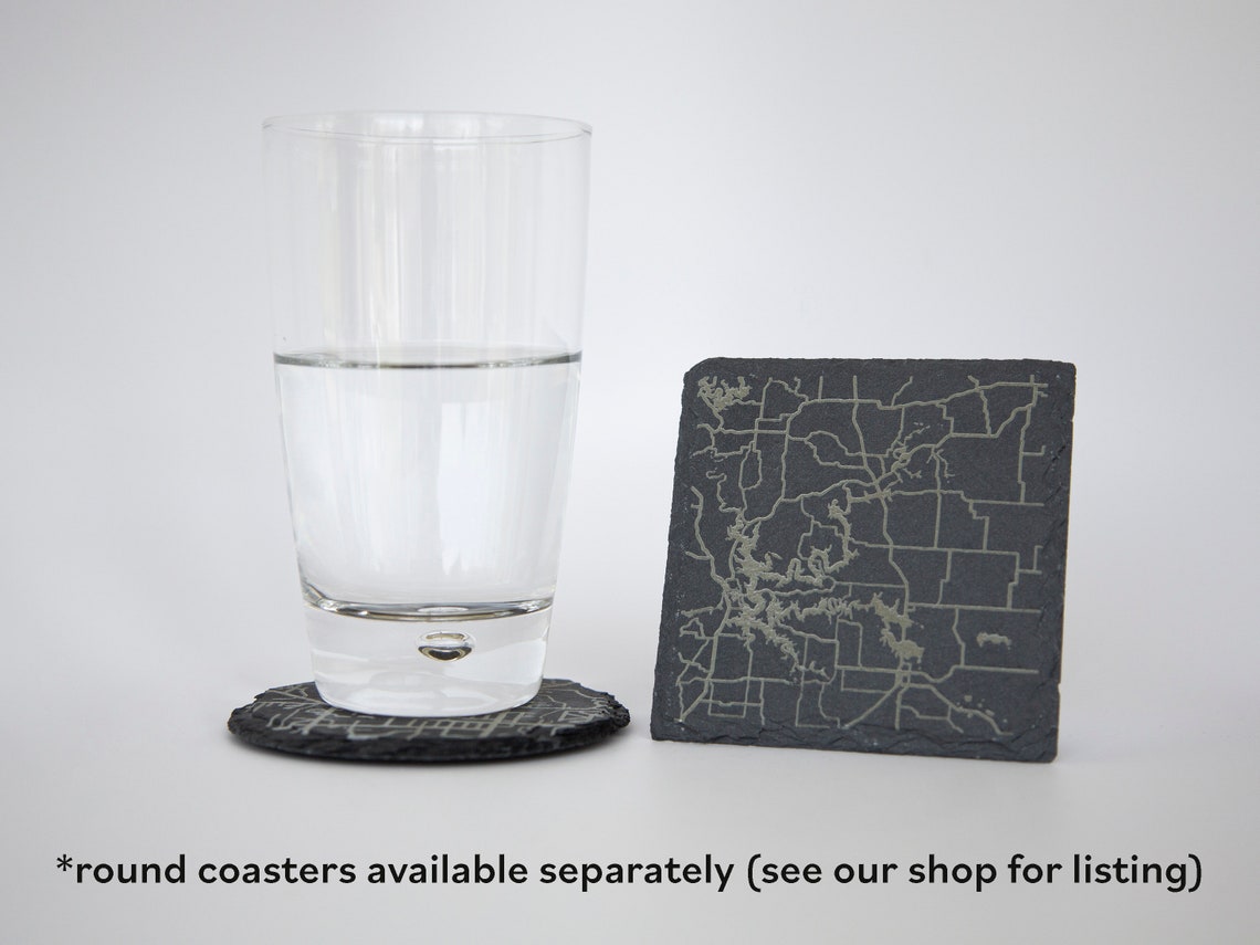Personalized Square Map Coasters for Wedding or Housewarming Gifts ...
