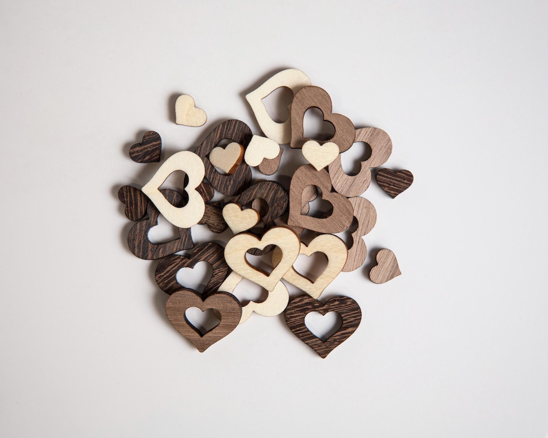 Wood Heart Table Scatter Mix, Wedding or Bridal Shower Décor, Valentine ...