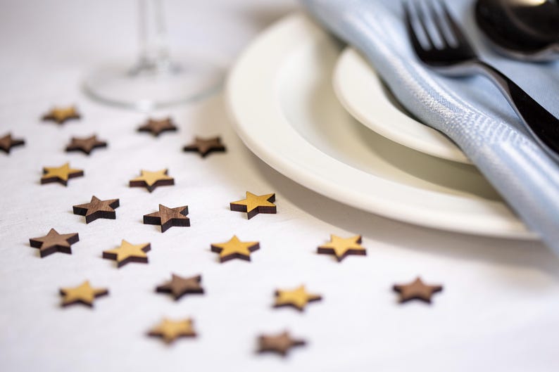 Wood Star Table Scatter, Party Décor, Graduation Place Setting ...