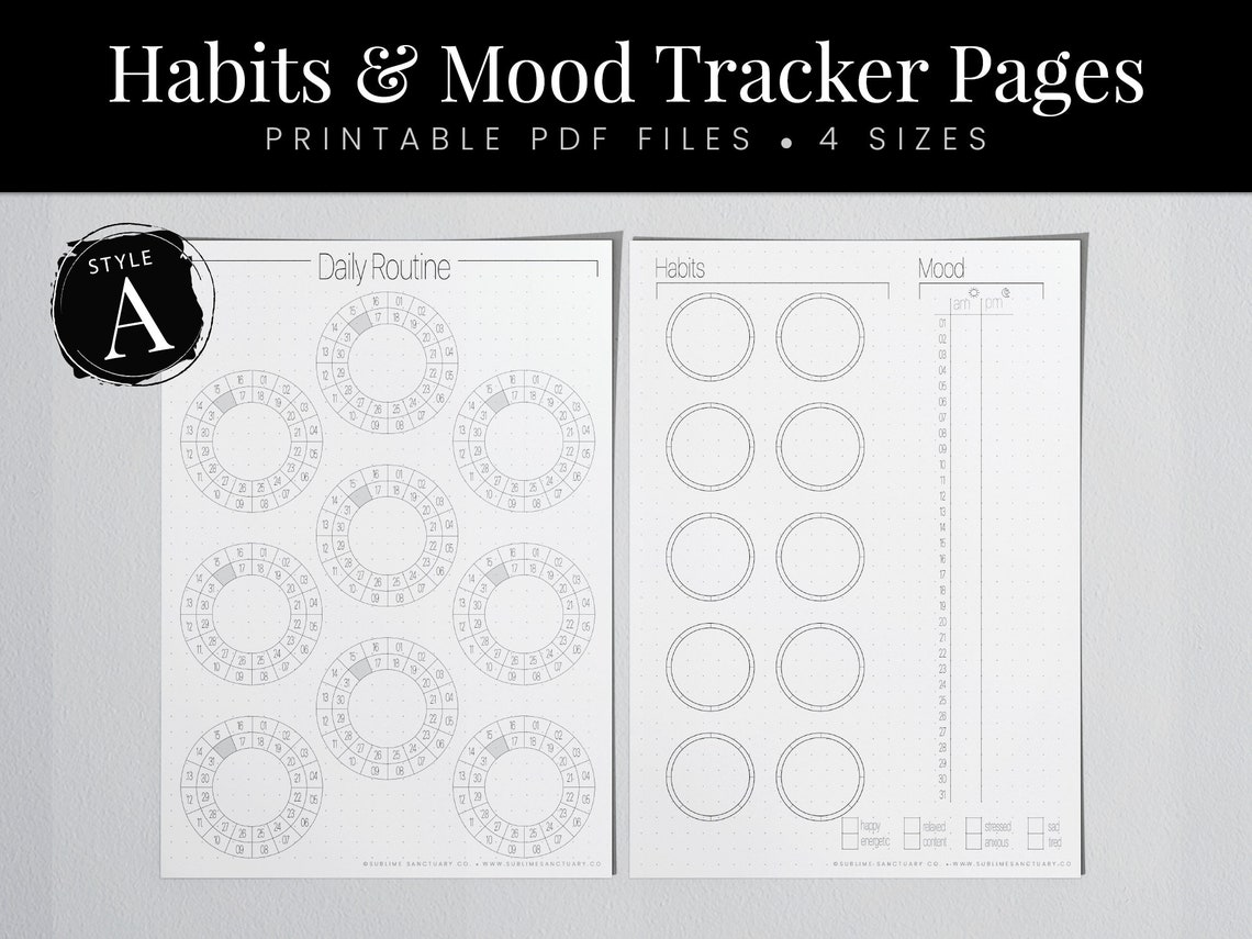 Habit Tracker Printable Mood Tracker Printable Minimal - Etsy