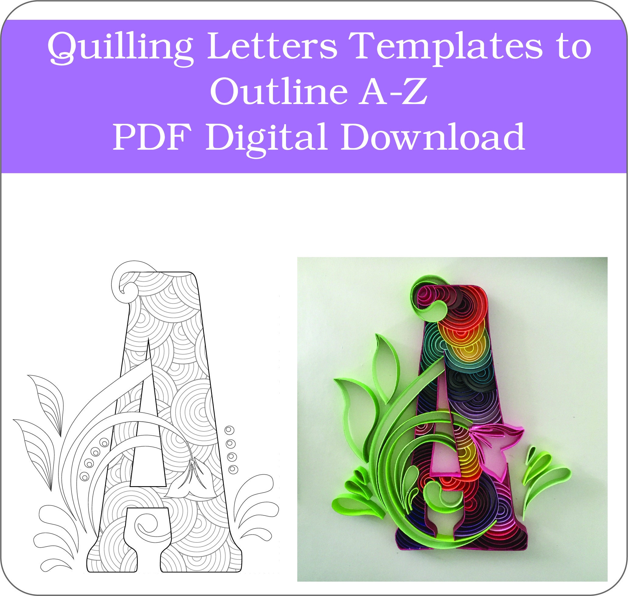 Quilling Letters Templates to Outline A-Z PDF Digital - Etsy Australia