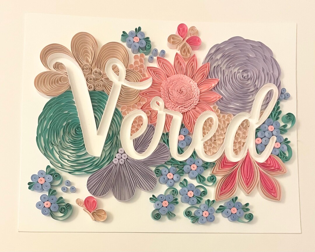 Custom Quilling Paper Art: 3D Name Sign, Framed Floral Wall Decor ...