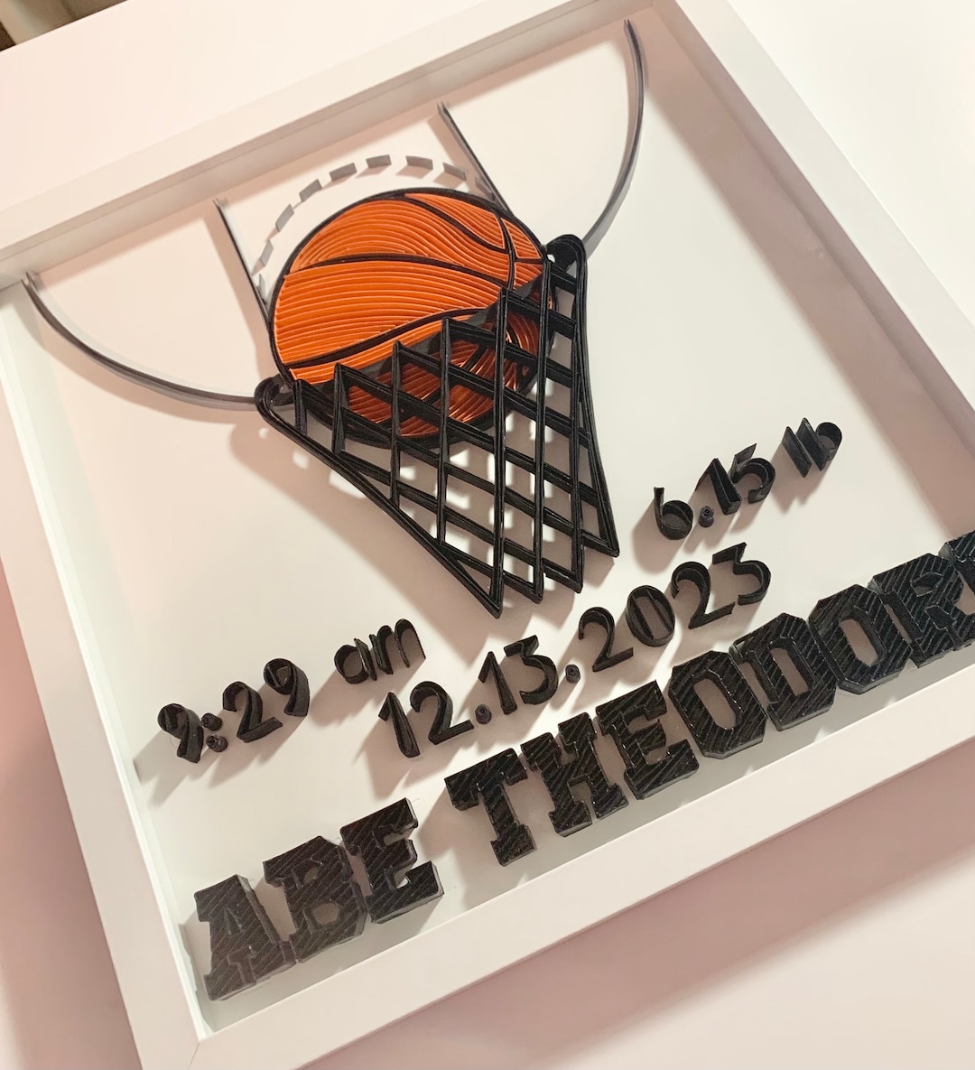 Handmade Quilling Paper Art: Personalized Baby Stats, Basketball Theme ...