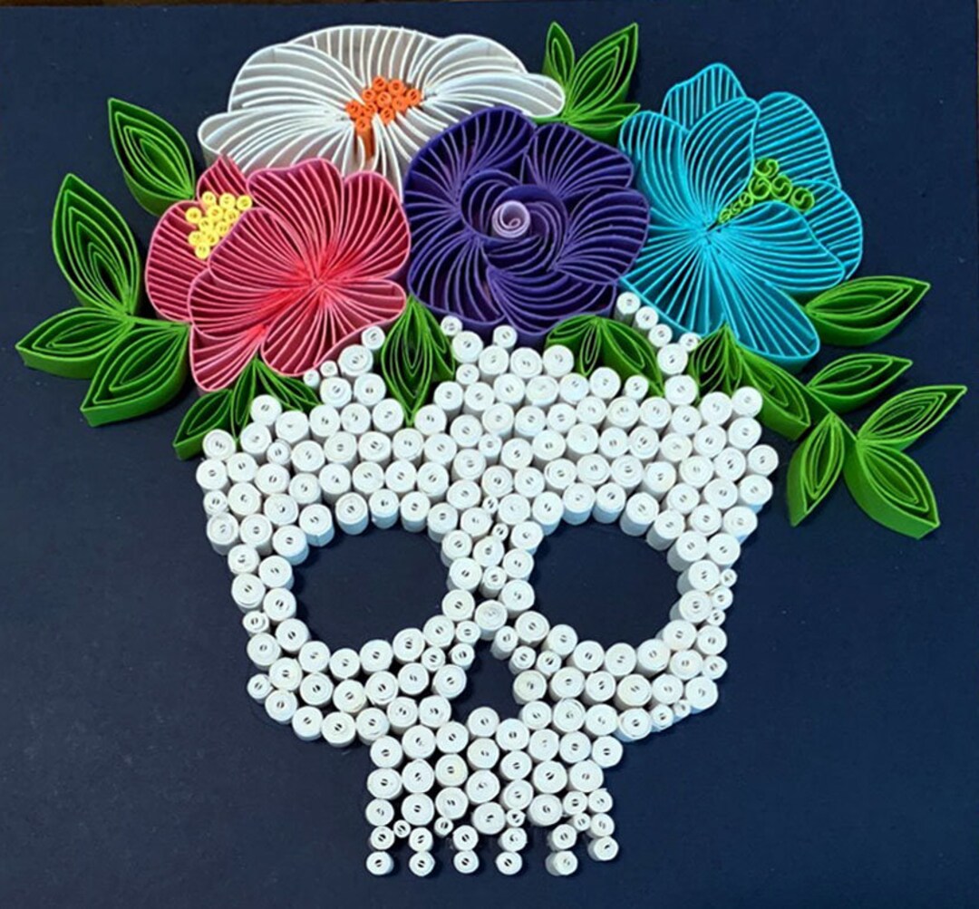 Quilling Skull Art: Handmade Paper Flower Decor Handamde, Birthday ...