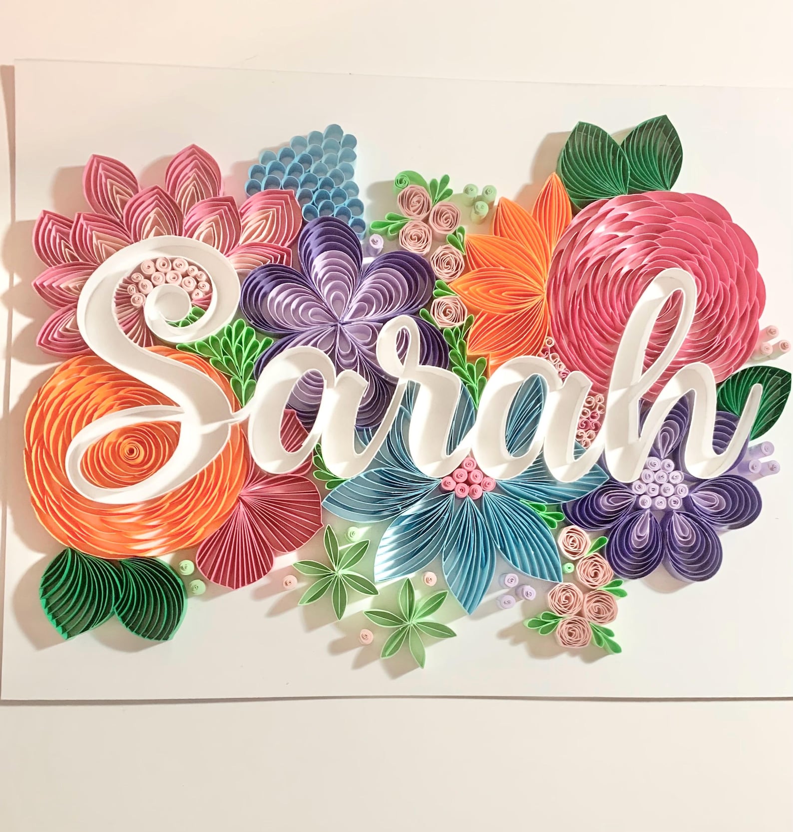 Custom Quilling Paper Name Art: 3D Floral Wall Decor, Handamde ...