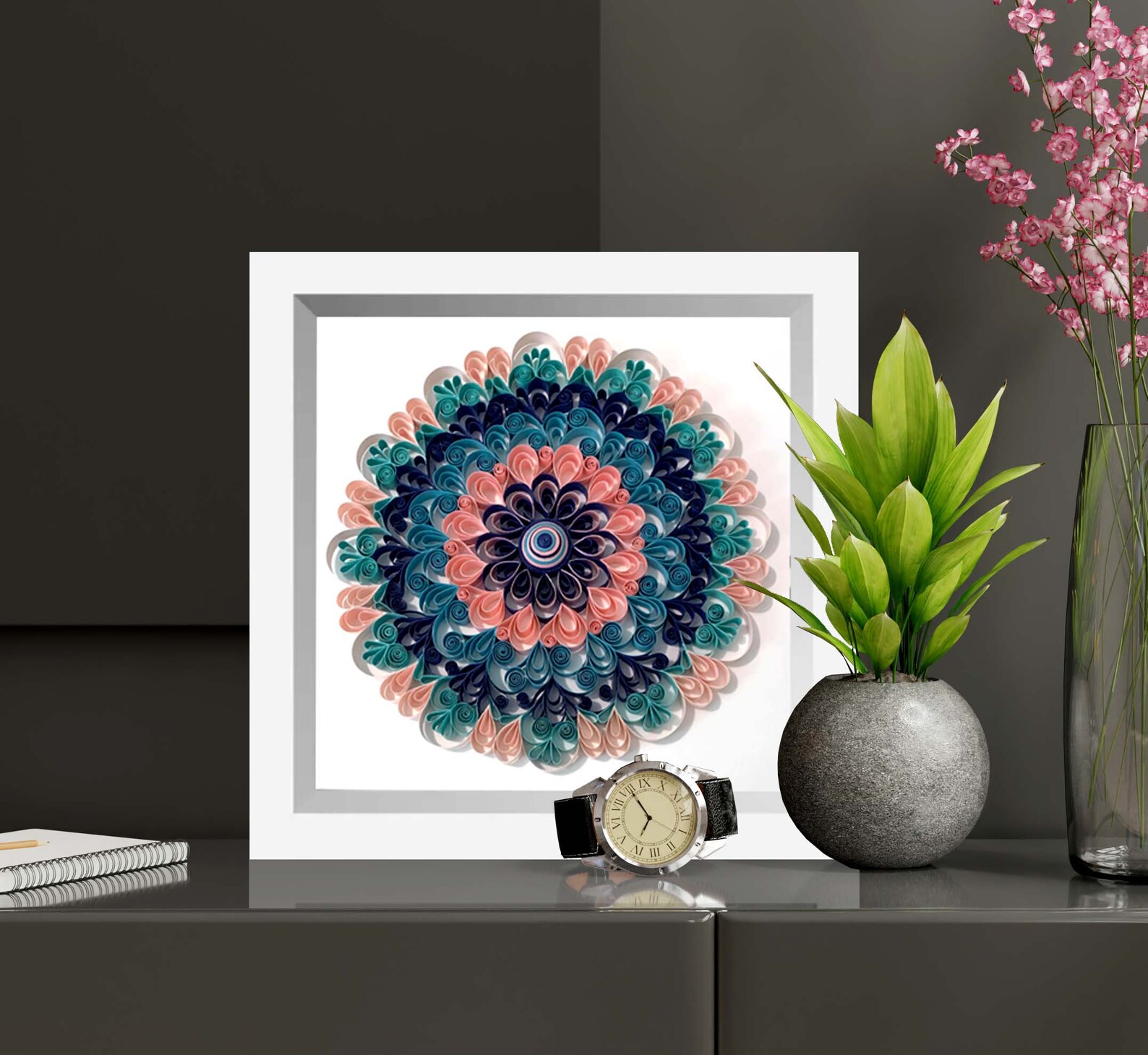 Quilling Wall Art: Handmade Paper Mandala, Modern Home Decor Handamde ...