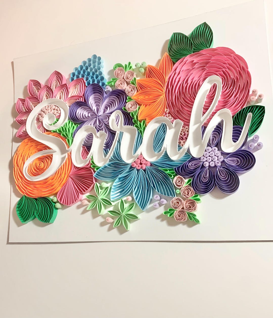 Custom Quilling Paper Name Art: 3D Floral Wall Decor, Handamde ...
