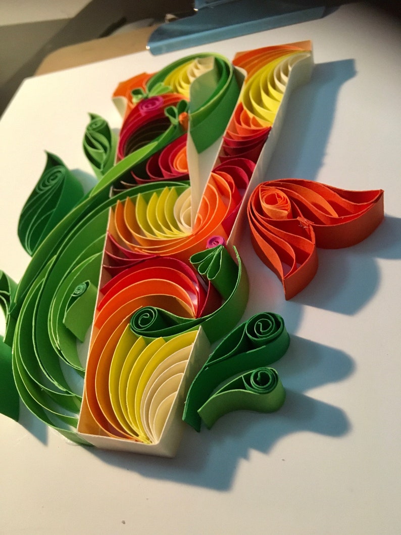 Custom Quilling Art: Personalized Paper Initial, Handmade Home Decor ...