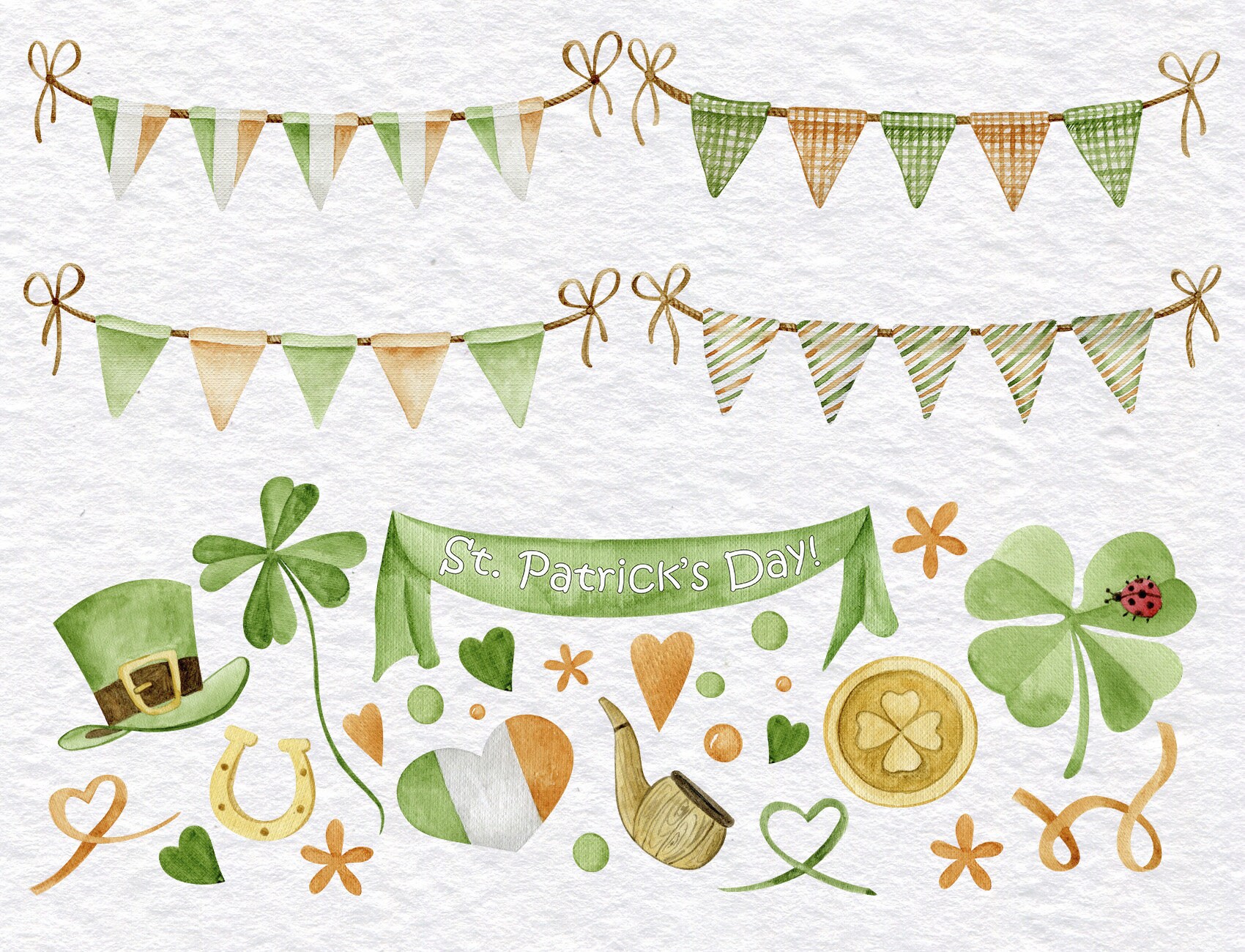 Saint Patricks Day. Watercolor Clipart. Leprechaun Characters. Greeting ...