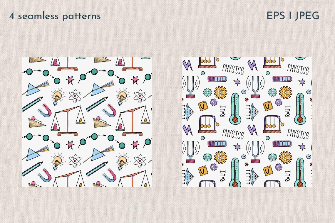 Physics School Elements. Hand Drawn Vector Doodle Clipart. Science ...