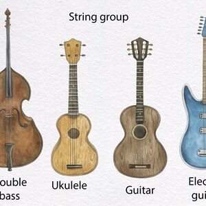 Musical Instruments Set. Watercolor Clipart Collection. Guitar, Violin ...