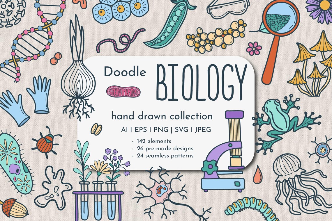 Hand Drawn Biology Clipart Collection. Biology Poster. Laboratory ...