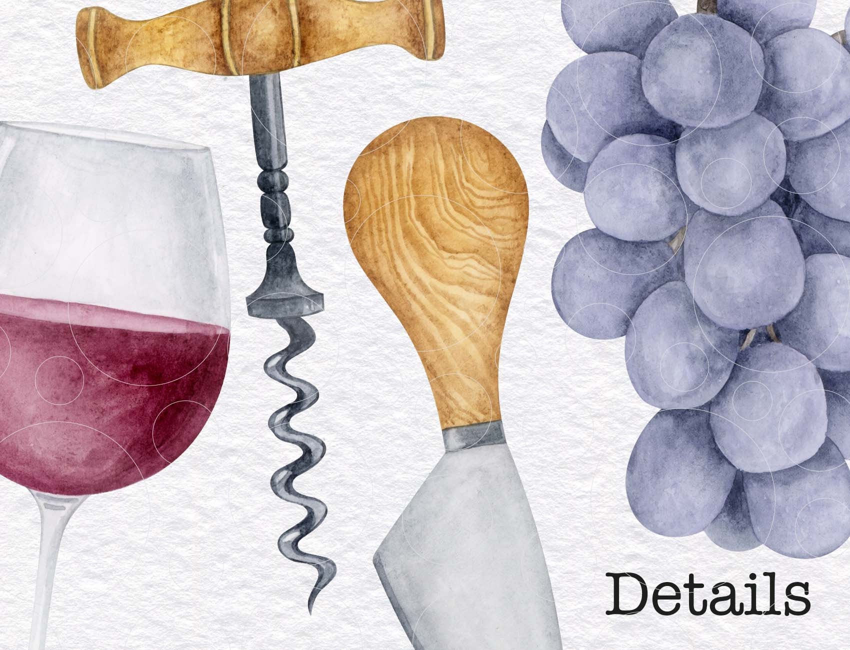 Watercolor Wine Clipart Wine and Cheese Wedding Clipart - Etsy