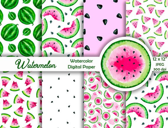 Watercolor Watermelon Seamless Pattern Watermelon Digital - Etsy